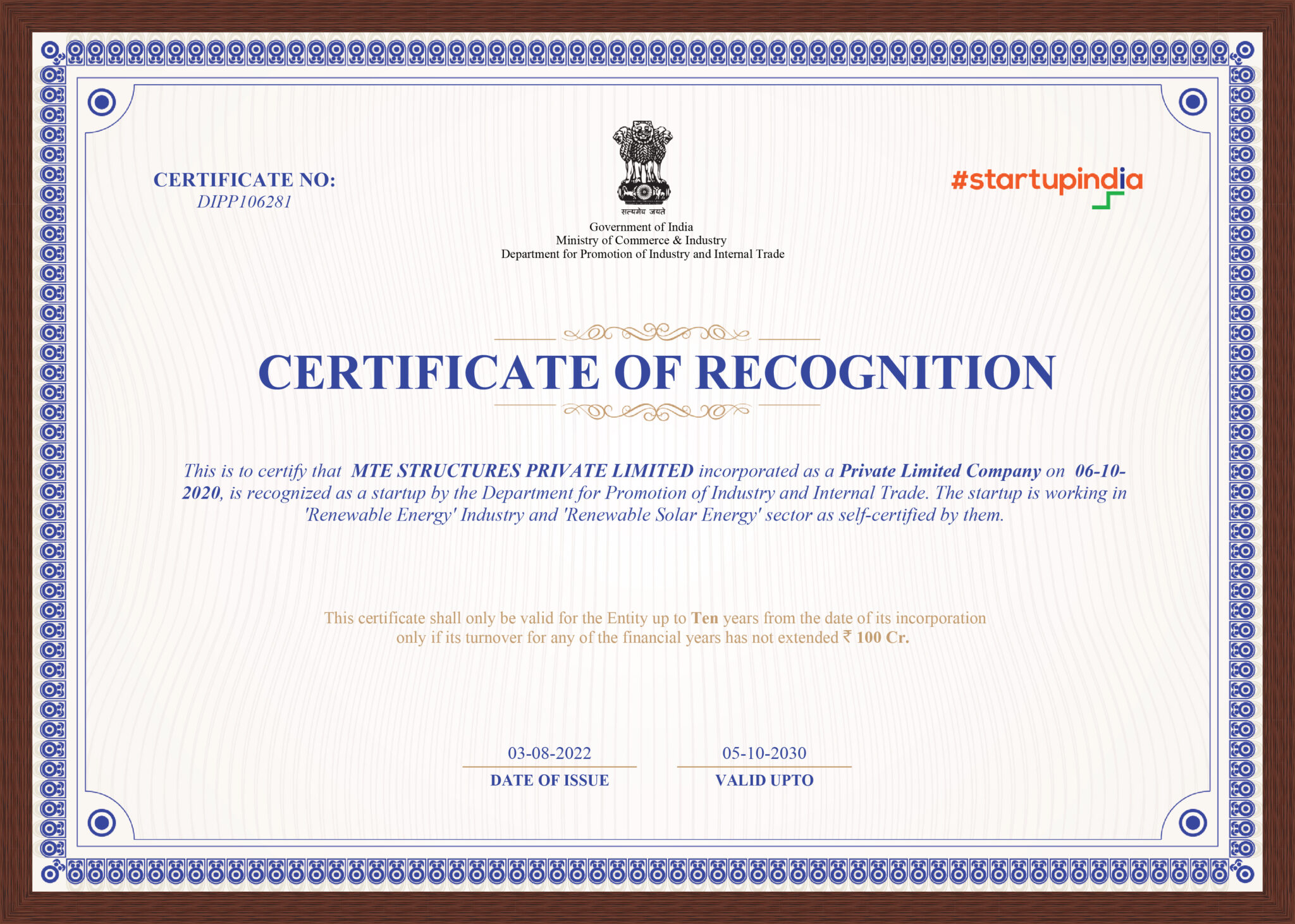 Solar Structure Manufacturing Company India | MTE Structures Limited